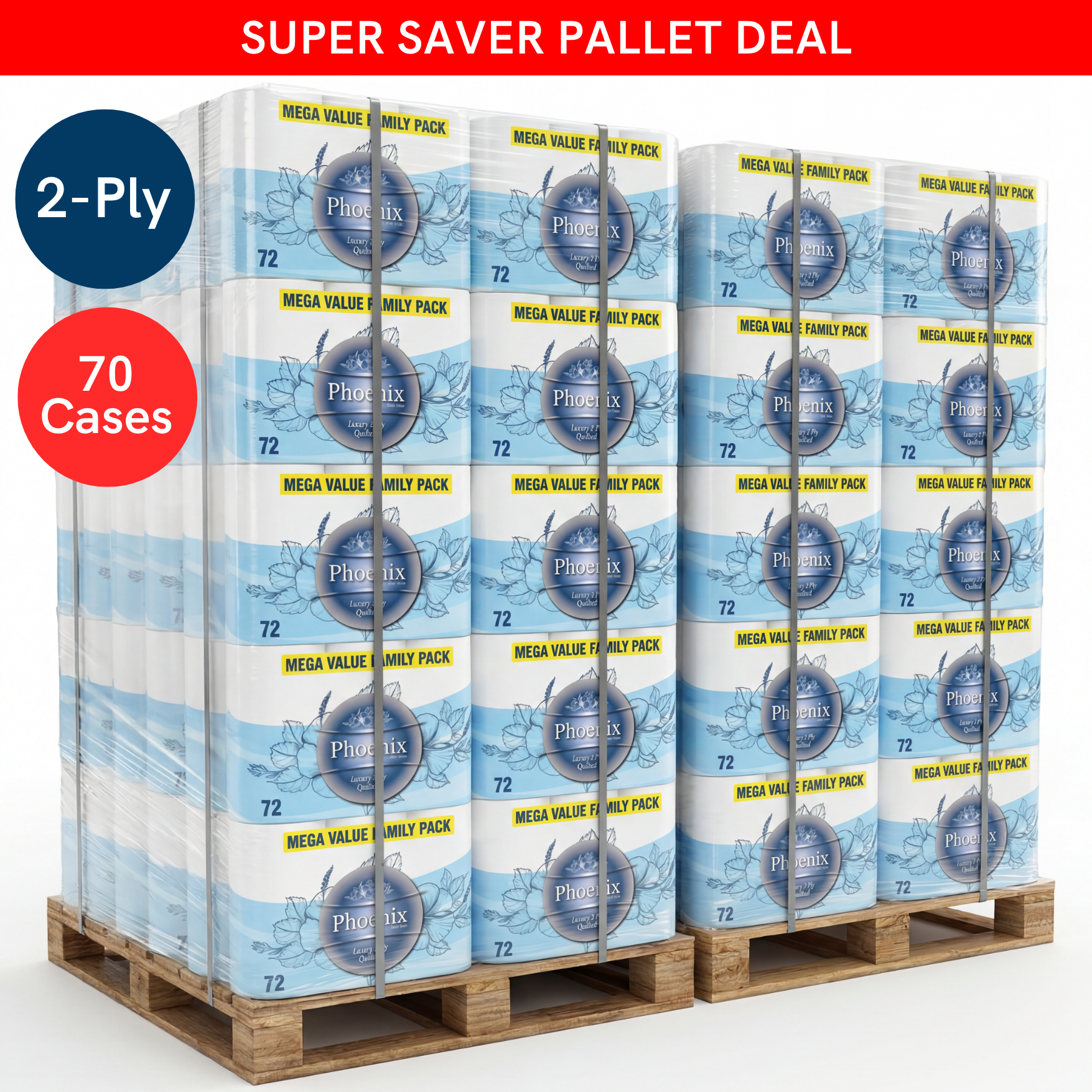 Wholesale Pallet Deals - Blue centrefeed roll, centrefeed White roll ...